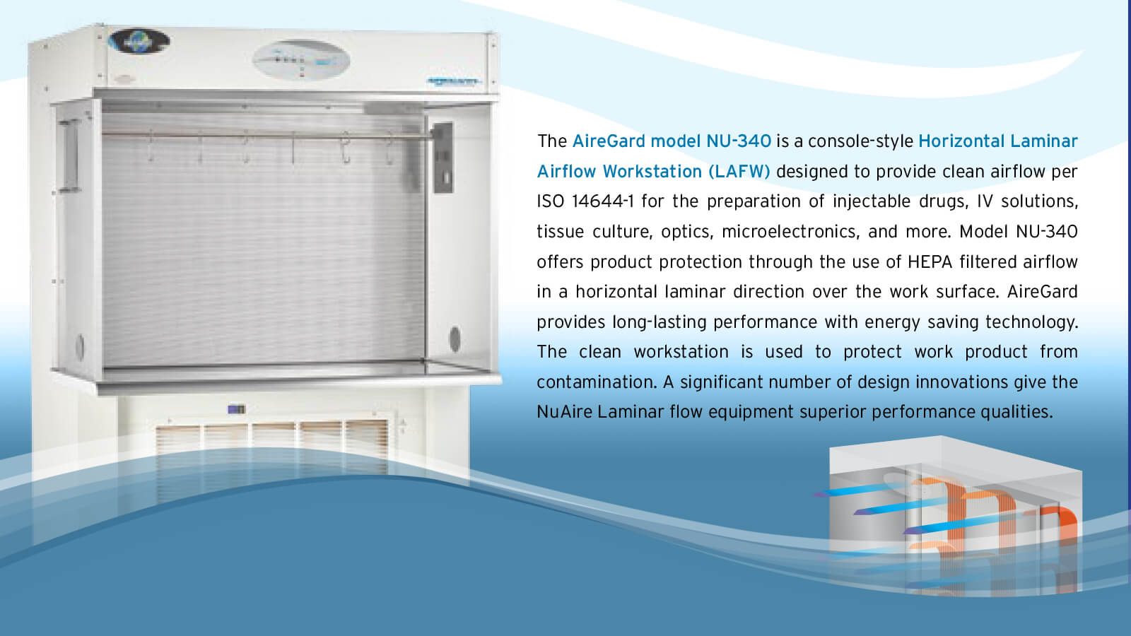 NU-340 ISO Class 5 Laminar Flow Hood Leaflet | NuAire