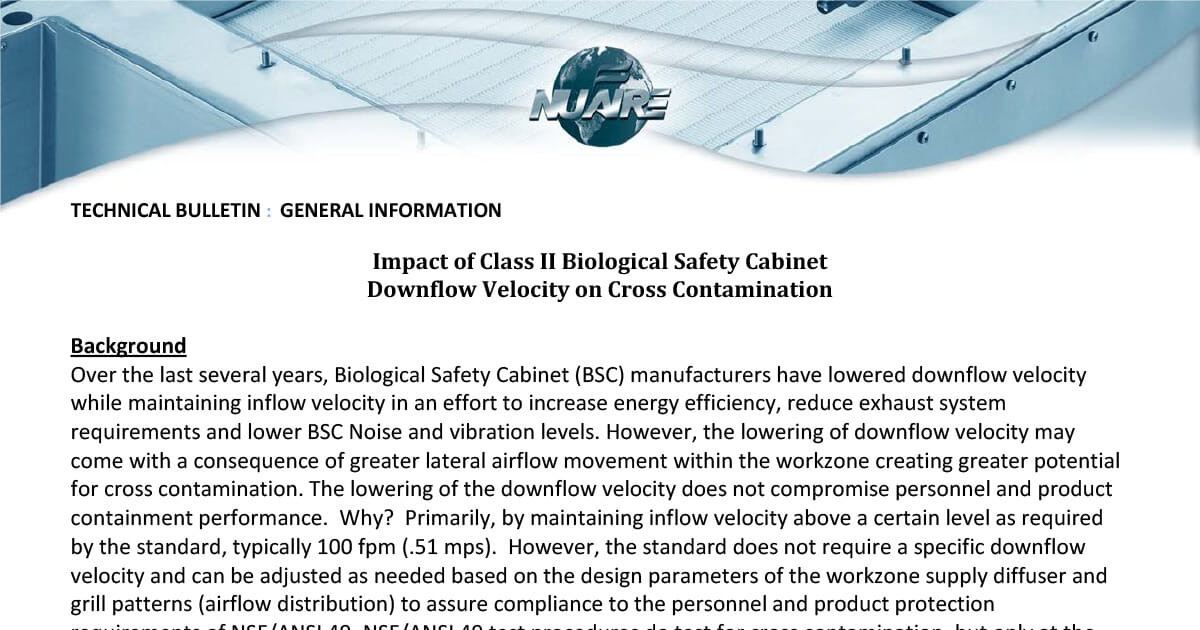 BSC Downflow Velocity Impact on Cross-Contamination | NuAire