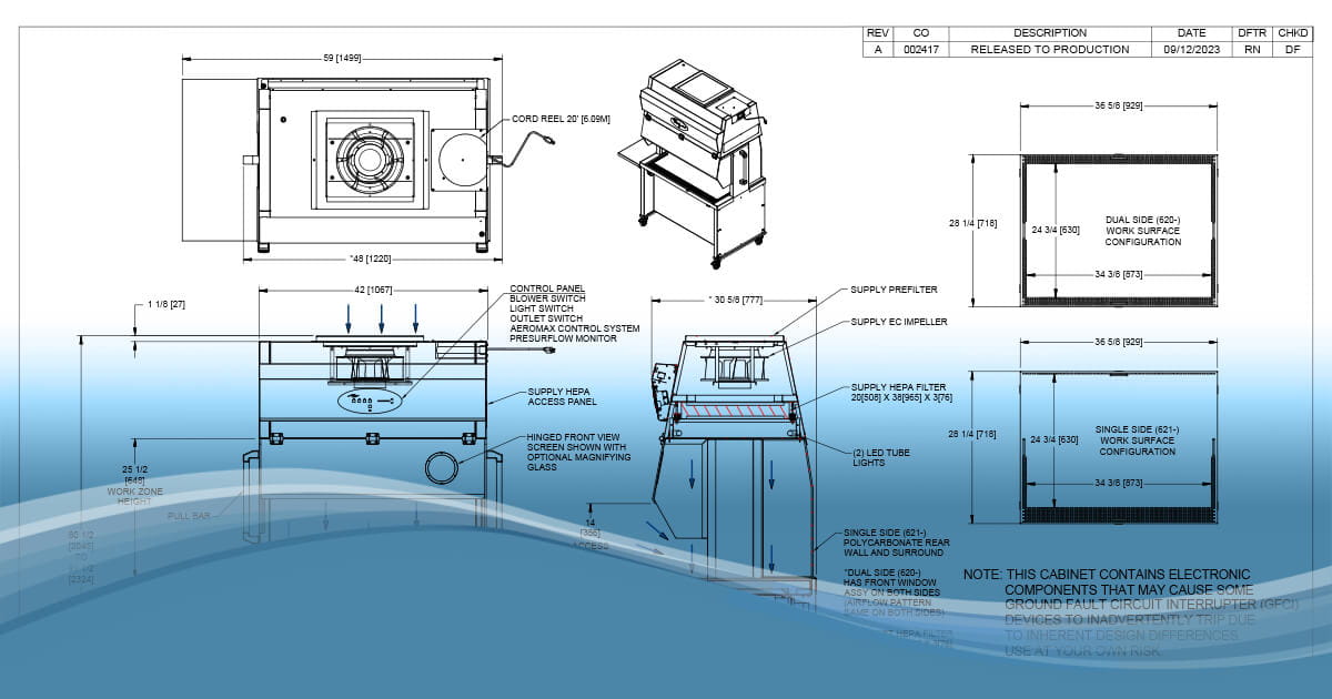 Technical Drawing NU-620-300E & NU-621-300E ATS | NuAire