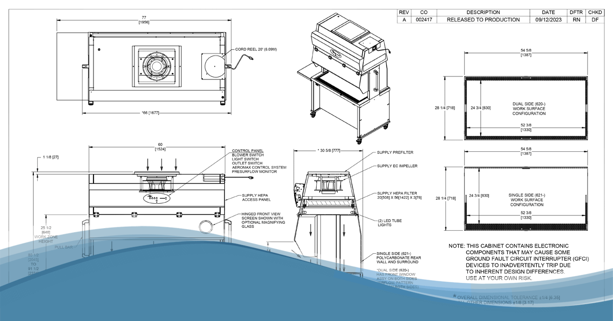 5-foot (1.5m) Animal Transfer Station Drawing | NuAire
